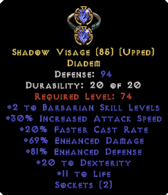 Diadem: Shadow Visage - Diablo 2 Resurrected - Buy D2R Items