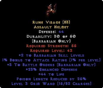 Assault Helmet: Rune Visage - Diablo 2 Resurrected - Buy D2R Items