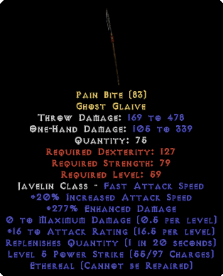 Ghost Glaive: Pain Bite - Diablo 2 Resurrected - Buy D2R Items