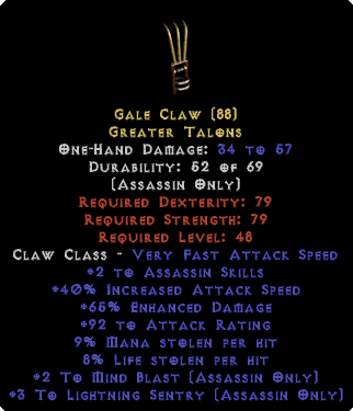 Greater Talons: Gale Claw - Diablo 2 Resurrected - Buy D2R Items