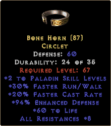 Circlet: Bone Horn - Diablo 2 Resurrected - Buy D2R Items