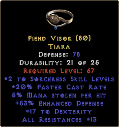 Tiara: Fiend Visor - Diablo 2 Resurrected - Buy D2R Items