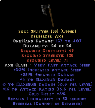 Berserker Axe: Soul Splitter - Diablo 2 Resurrected - Buy D2R Items