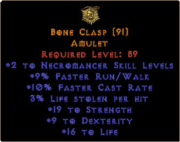 Amulet: Bone Clasp - Diablo 2 Resurrected - Buy D2R Items