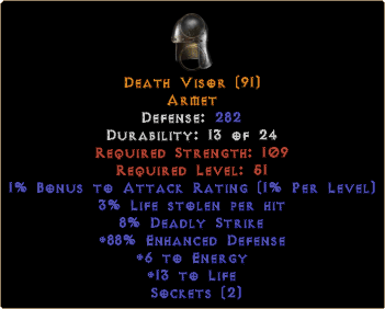 Armet: Death Visor - Diablo 2 Resurrected - Buy D2R Items