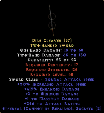 Two-Handed Sword: Dire Cleaver - Diablo 2 Resurrected - Buy D2R Items