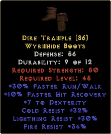 Wyrmhide Boots: Dire Trample - Diablo 2 Resurrected - Buy D2R Items