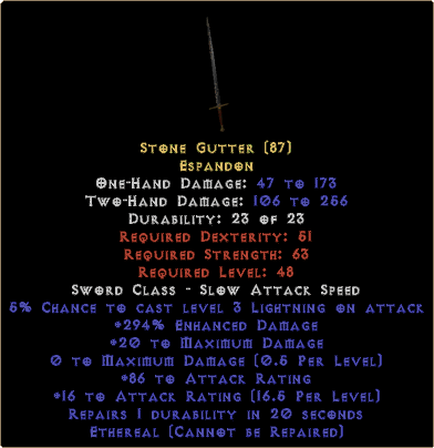 Espandon: Stone Gutter - Diablo 2 Resurrected - Buy D2R Items