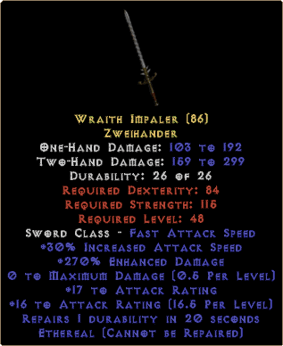 Zweihander: Wraith Impaler - Diablo 2 Resurrected - Buy D2R Items