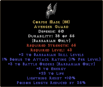 Avenger Guard: Corpse Mask - Diablo 2 Resurrected - Buy D2R Items