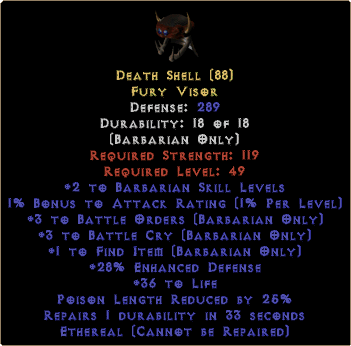 Fury Visor: Death Shell - Diablo 2 Resurrected - Buy D2R Items