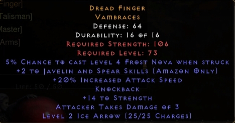 Vambraces: Dread Finger - Diablo 2 Resurrected - Buy D2R Items