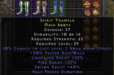 Mesh Boots: Spirit Trample - Diablo 2 Resurrected - Buy D2R Items
