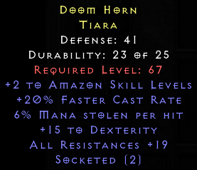 Tiara: Doom Horn - Diablo 2 Resurrected - Buy D2R Items