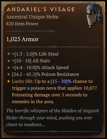 Andariel's Visage - Buy Diablo 4 Items - D4 Items for Sale