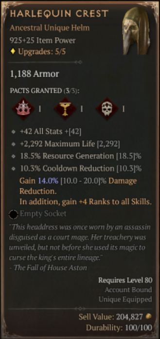 Harlequin Crest Shako - Buy Diablo 4 Items - D4 Items for Sale