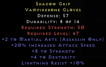 Vampirebone Gloves: Shadow Grip - Diablo 2 Resurrected - Buy D2R Items