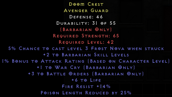Avenger Guard: Doom Crest - Diablo 2 Resurrected - Buy D2R Items