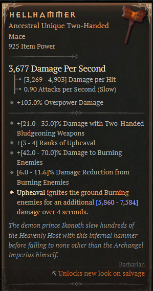 Hellhammer - Buy Diablo 4 Uniques - D4 Uniques Items for Sale