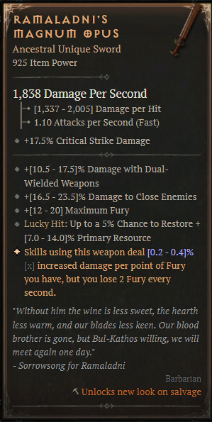 Ramaladni's Magnum Opus - Buy Diablo 4 Uniques