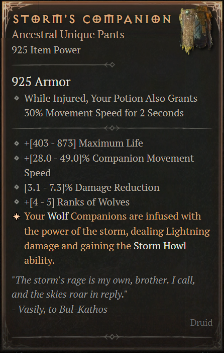 ‍Storm's Companion - Buy Diablo 4 Uniques - D4 Uniques Items