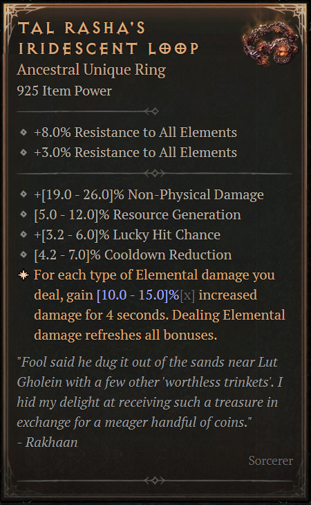 ‍Tal Rasha's Iridescent Loop - Buy Diablo 4 Uniques - D4 Uniques Items